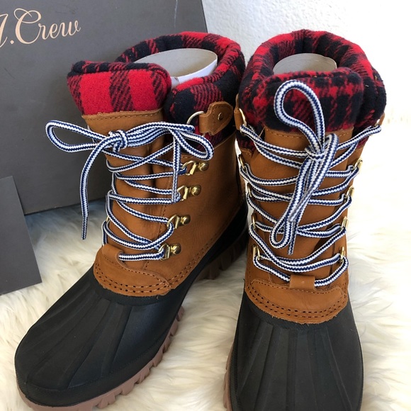 J. Crew | Shoes | Nwt J Crew Winter Arctic Boot Red Plaid Pecan | Poshmark